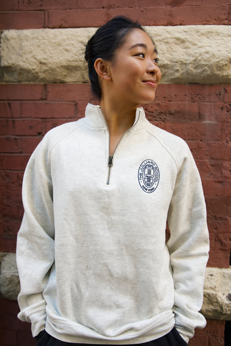 Sweatshirt: Benchmark/Essential Quarter Zip Navy with Embroidered Seal ...