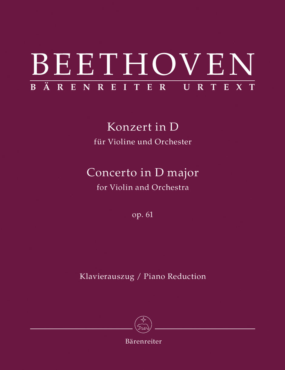 Beethoven Concerto for Violin and Orchestra in D major Opus 61 ...